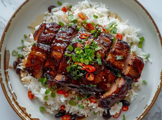Stashcook | Honey-Glazed Pork Belly with Jasmine Rice